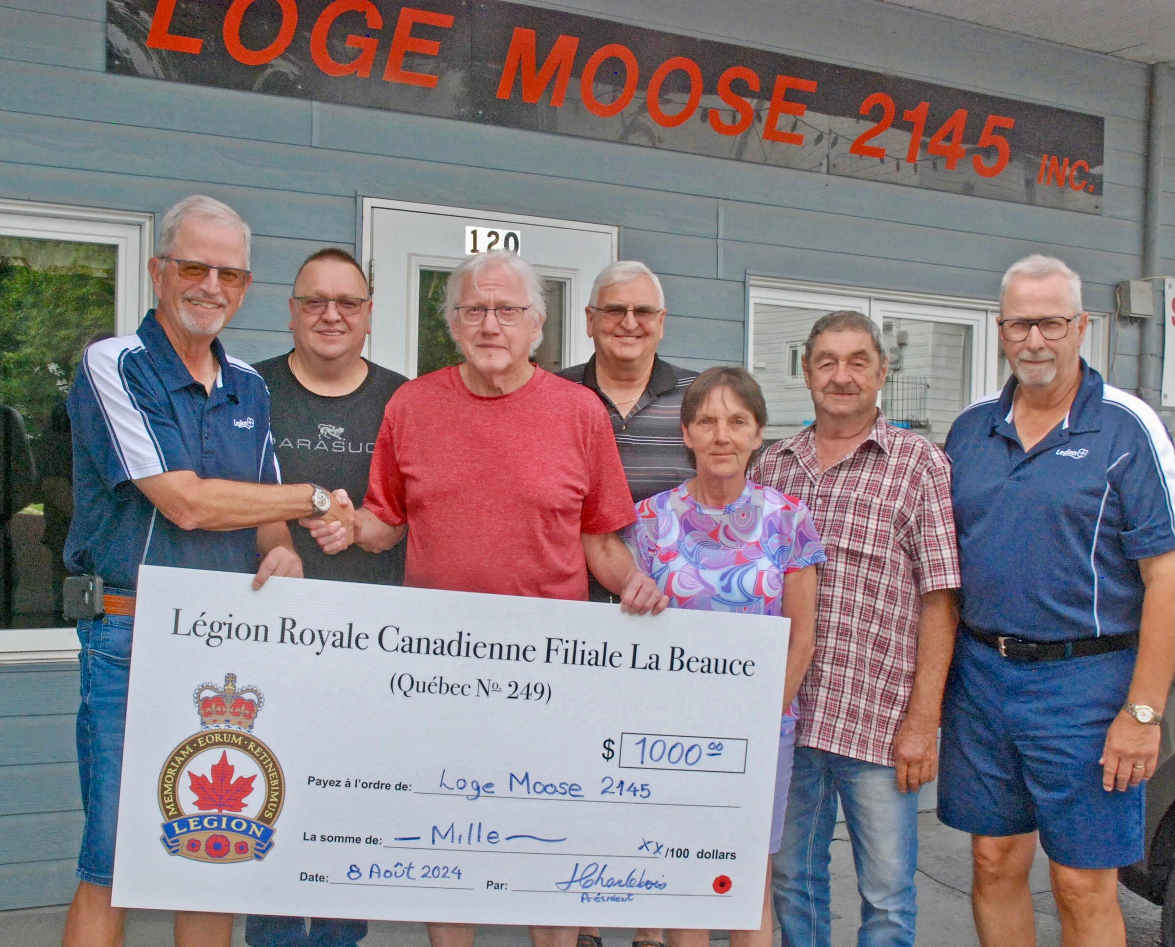 1000 $ à la Loge Moose 2145 - L’Éclaireur Progrès